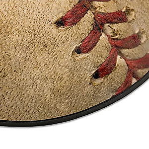 Pardick Baseball Rug 36.2 inch Circle Retro Rug Round Area Throw Rugs for Boys Men Bedroom Living Room Home Nursery Playroom Washable Sports Baseball Ball Room Decor 3ft Rugs Kids Gifts