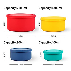 Elkniwts Silicone Food Storage Container Lunch Box,4 Pcs Nestable Silicone Food Holders, Reusable Food Storage Box, Mixed Colors,for Microwave and Dishwasher