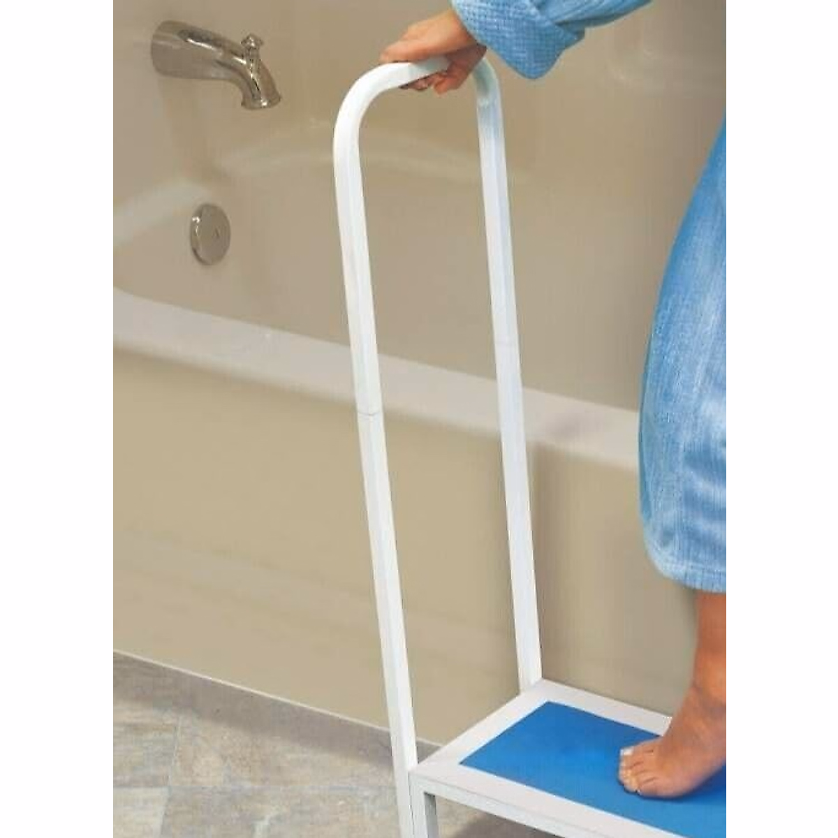 Bath Step with Handle- Step Stool with Handrail Nonslip Bath Shower Kitchen Supports Up to 500lbs Heavy Duty Step Stool