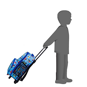 Wildkin Kids Rolling Luggage Bundle with 2 Matching Bag Tags (Fire Truck)