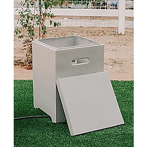 Kante 23.6" H Square Light Gray Eco-Friendly Concrete/Metal Outdoor Patio Backyard UV and Weather Resistant Modern Propane Tank Cover Storage Box for Gas Fire Pit, Hideaway Side Table,RMFP-T01-81904
