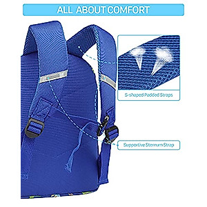 Bagseri Toddler Backpack, Dinosaur Backpack for Boys, Lightweight Kids Backpack Daycare Bag Preschool Backpack, 12 Inch (Cute Dinosaur, Blue)