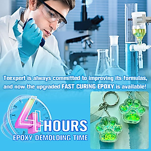 Teexpert Fast Curing Epoxy Resin: 16oz 4 Hours Demold 8 Hours Fast Curing Crystal Clear High Gloss Epoxy Resin Kit for Jewelry DIY Art Craft Casting