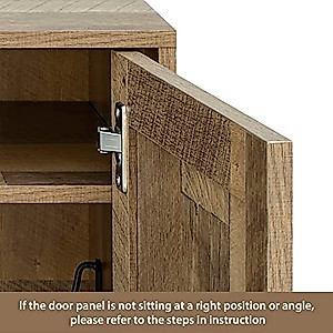 GIA Home Furniture Series Boho Rattan Sideboard with 2 Door &3 Drawers,Buffet Storage Cabinets with Adjustable Shelving and Wine Rack for Living & Dining Room,Black Metal Frame, Oak Finish