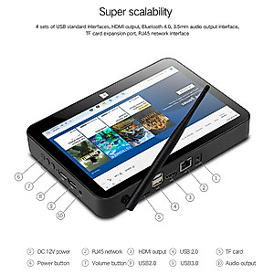 Pipo X11 Mini PC Celeron N4020 9 inch 1920 * 1200 Screen Win10 Tablet PC 3GB Ram 64GB ROM TV Box BT4.0 WiFi RJ45 Mini Desktop (3GB RAM 64GB ROM)