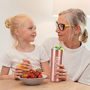 Qtencas Mothers Day Gifts for Grandma, Grammy Stainless Steel Insulated Skinny Tumbler, New Grandma Gifts Gigi Mimi Christmas Gifts for Grandma to be Grammy Nana from Grandchildren(20oz, Rose Gold)