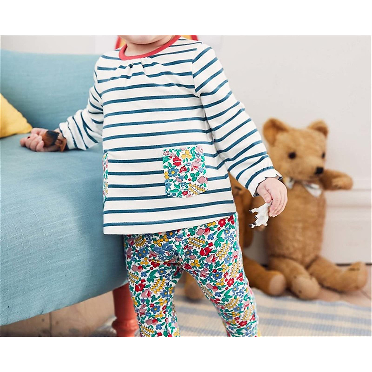 Toddler Baby Girls Clothing Set Cute Print Long Sleeve T Shirt and Pants 2pcs Outfits Set
