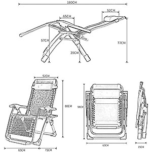 CZYSHP Cushion Oversized Patio Chairs Reclining for Heavy People Sun Lounger Zero Gravity Chair for Outdoor Camping Travel Portable Chairs with Cotton Pad/Gray1