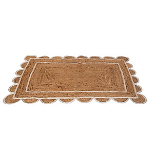 PATEL EXPORTS 4x6, 5x8, 6x9 Natural Jute Scalloped Rug, Bohemian Scallop Rug, Boho Decor Rug, Area Rug, Handwoven Jute Rug, Custom Rug, Decorative Rug (2x3 Scalloped Rug)