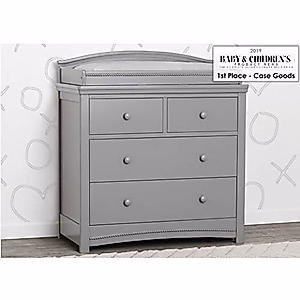 Simmons Kids SlumberTime Emma 4 Drawer Dresser with Changing Top, Greenguard Gold Certified, Grey