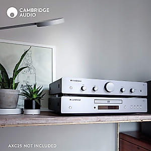 Cambridge Audio AXA25-25 Watt Separate Integrated Stereo Amplifier HiFi System Featuring Tone and Balance Control with Front Aux Input - Lunar Grey