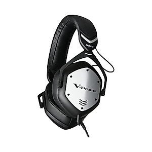Roland VMH-D1 V-Drums Headphones | Designed by Roland & V-Moda for V-Drums & All Electronic Drum Kits | Immersive Sound | Long Cable for Tangle-Free Drumming | Customizable Shields, Black