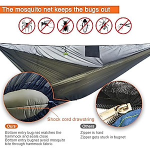 onewind 11Ft Camping Hammock with Mosquito Net Adjustable Ridgeline Double Hammock Portable Lightweight Hammock Ripstop Nylon Sturdy and Durable with 2*12Ft Tree Straps for Camping Hiking Backpacking