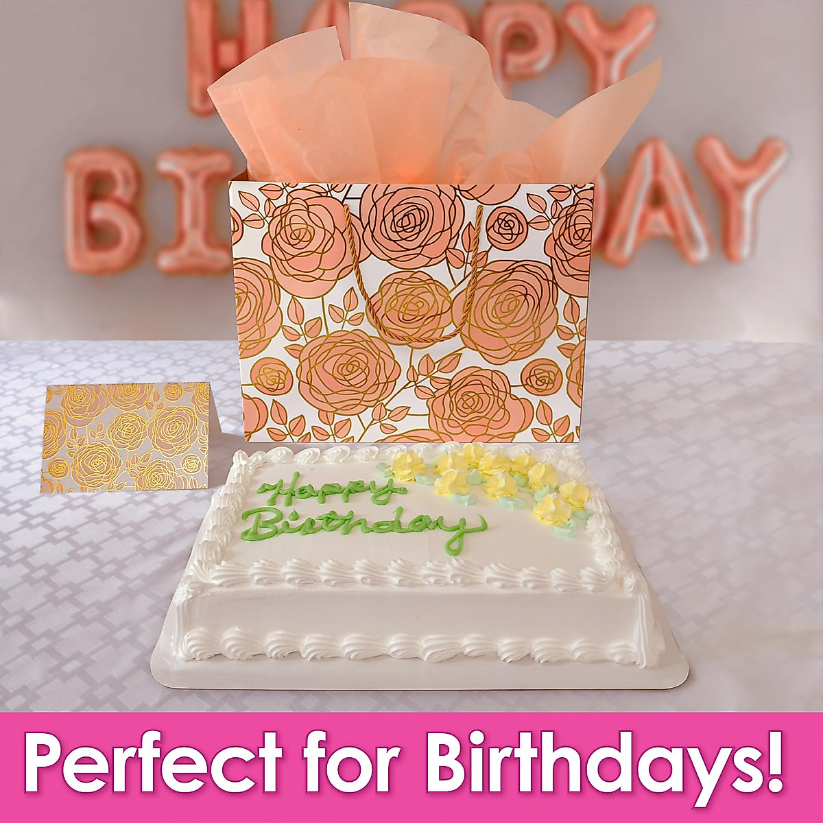 SZSYXSM 13" Rose Gold Large Gift Bag with Card and Tissue Paper