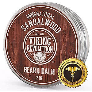 Viking Revolution Beard Balm with Sandalwood Scent and Argan & Jojoba Oils- Styles, Strengthens & Softens Beards & Mustaches - Leave in Conditioner Wax for Men (1 Pack)