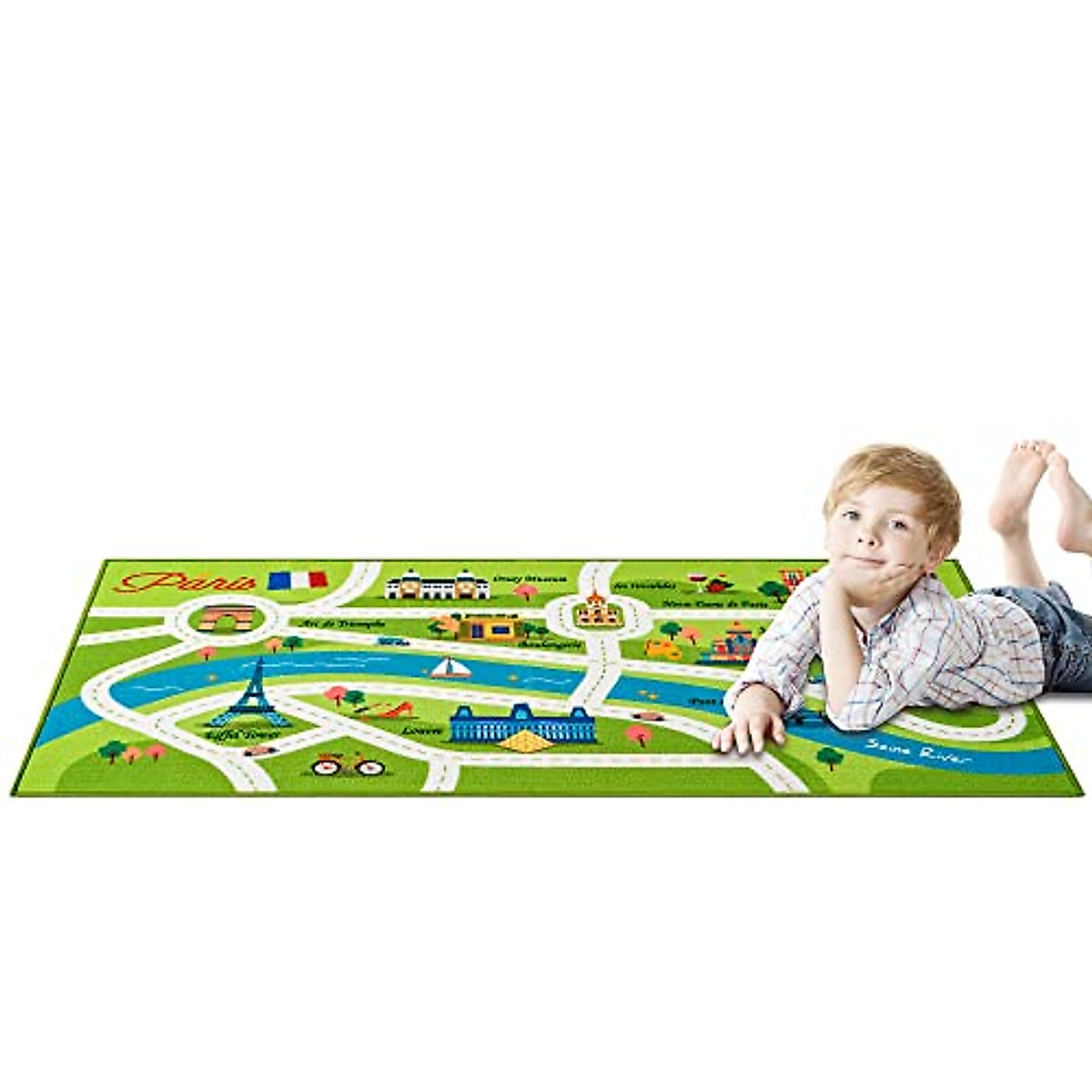 Kids Rug Play mat for Toy Cars,Fun Country Rugs with Roads for Bedroom and Kidrooms,Car Rug to Have Fun on,Area Rug Mat with Non-Slip Backing,Car Mat Great for Playing with Cars and Toys
