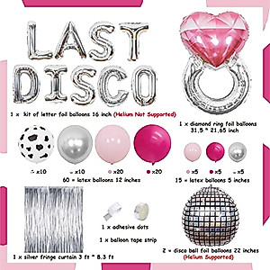 Last Disco Bachelorette Party Balloon Garland Arch Kit Silver and Pink Tinsel and Disco Ball Balloon for Nashville Western Disco Cowgirl Bachelorette Party Decoration, Bridal Shower