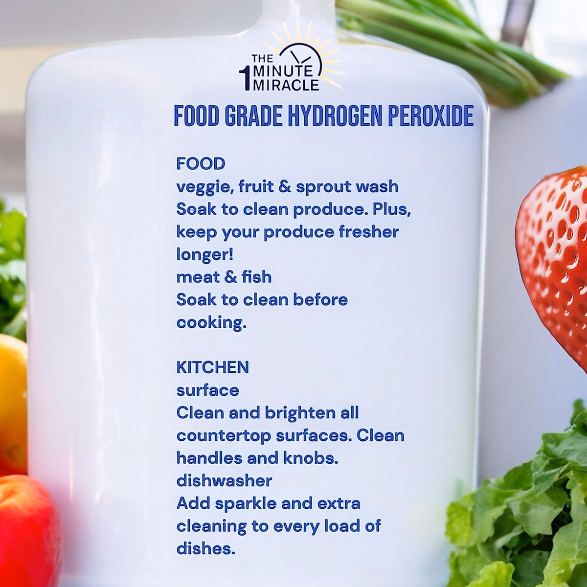 The One Minute Miracle - Miracle Brite Smile Mouthwash and 12% Hydrogen Peroxide Medical Food Grade 8 oz Bottle. Recommended by The One Minute Cure Book