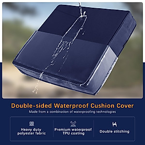 Favoyard Outdoor Seat Cushion Set 22 x 22 Inch Waterproof & Fade Resistant Patio Furniture Cushions with Removable Cover Deep Seat & Back Cushion with Handle and Adjustable Straps for Chair Sofa Couch