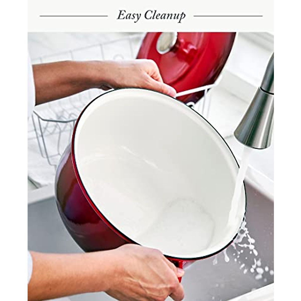 Merten & Storck European Crafted Enameled Iron, Round 7QT Dutch Oven Casserole with Lid, Lava Red