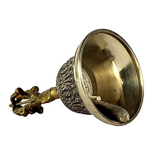 ASHIRWAD Tibetan Hand Bell 4, 5 & 6 inches for Meditation & Prayer Dorje Vajra (5 inches)