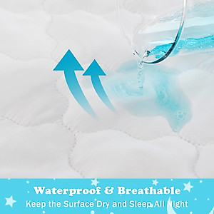 Bamuho Waterproof Pack and Play Mattress Pad, Quilted Mini Crib Mattress Protector for Baby Playpen Playard, Fits Graco Pack n Play, Baby Portable Mini Cribs and -39" x 27", White