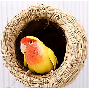 2Pcs Birdcage Straw, Lucky Interests Natural Fiber Simulation Birdhouse, Resting Breeding Place for Birds, Handmade Birds Nest Straw Bird, Hideaway from Predators, Provides Shelter from Cold Weather