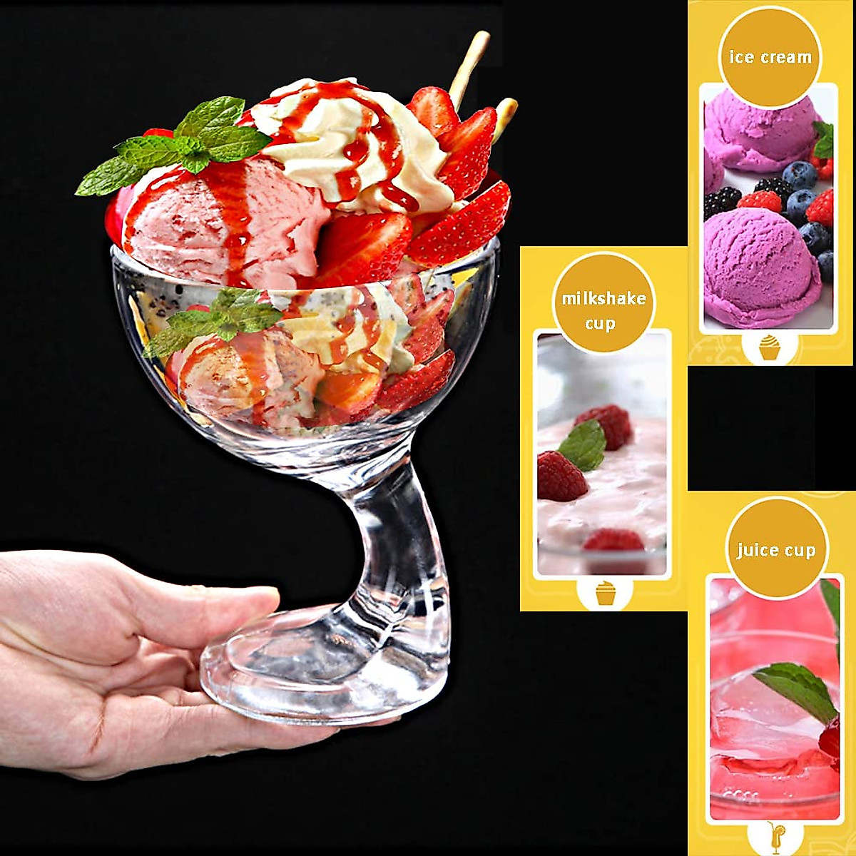 AEFPOYMXU Glass Dessert Cups set 4 Serving Bowls Ice Cream Sundae Punch Candy Snack Christmas Plates Small Appetizer Cute Salad Mini Bar Supplies Dish