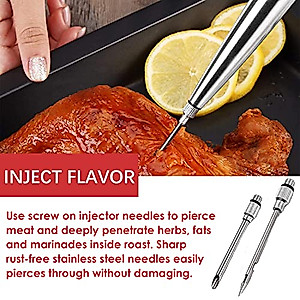 Best Utensils Stainless Steel Turkey Baster Commercial Grade Quality Silicone Bulb Including 2 Marinade Injector Needles And Brush For Easy Clean Up