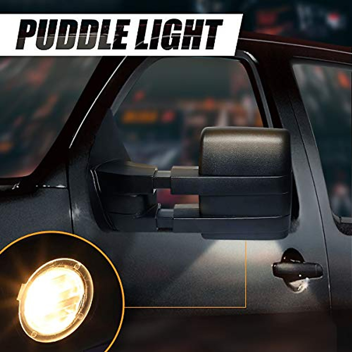 Pair Black Manual Adjustment Telescoping Rear View Side Tow Towing Mirror Compatible with Ford F-150 04-14