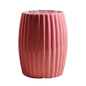 XARONF European-Style Home Decorations, Dressing Stools, Living Room Flower Ceramic Drum Stools, Pavilions Drying Stools. (Color : Pink)