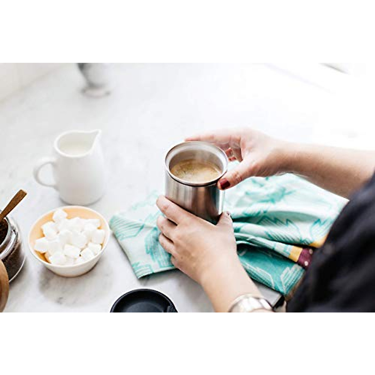 PRESSE by Bobble French Coffee Press And Insulated Stainless Steel Travel Tumbler for On-The-Go Brewing - 13 oz (Peacock)