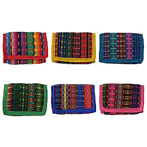 Mia Jewel Shop Multicolored Woven Striped Slim Soft Trifold Wallet Coin Purse with Card Slots - Womens Unisex Fashion Handmade Bags Boho Travel Accessories (Turquoise)