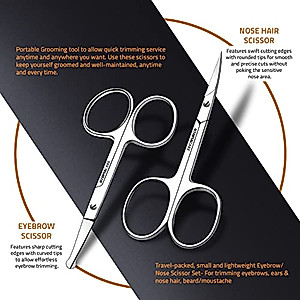Utopia Care Eyebrow Scissors, Small Scissors for Men and Women - Curved and Rounded Nose Hair Scissors for Grooming Mustache, Beard, Eyelashes, Ear Hair Trimming- Professional Stainless Steel - Silver