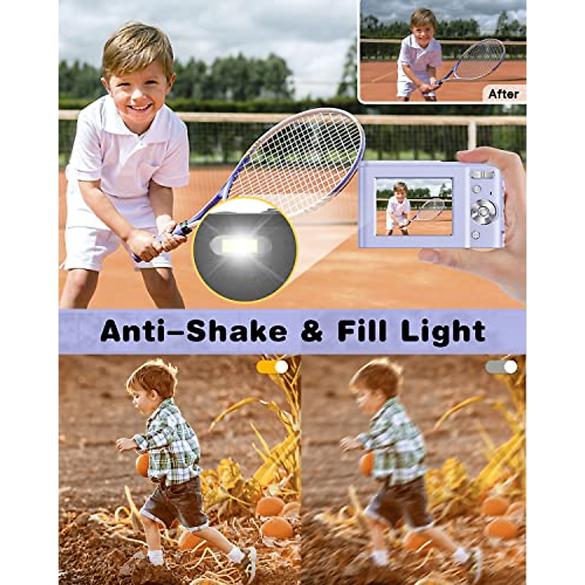 Digital Camera, Lecran FHD 1080P 36.0 Mega Pixels Vlogging Camera with 16X Digital Zoom, LCD Screen, Compact Portable Mini Cameras for Students, Teens, Kids (Purple)