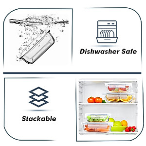 BAYZZ 10 Packs Glass Food Storage Containers with Lids, Glass Meal Prep Containers, Airtight Glass Lunch Containers - Freezer,Oven,Microwave Safe