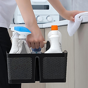 rejomiik Portable Shower Caddy Basket Plastic Cleaning Caddy Organizer Storage Tote with Handle for Bathroom, College, Dorm Room Essentials, Black