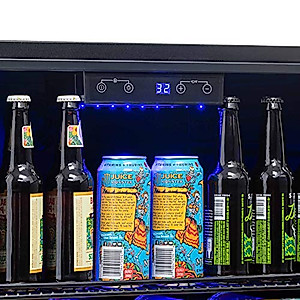 NewAir 24" Built-in 160 Can Outdoor Beverage Fridge in Weatherproof Stainless Steel with Auto-Closing Door and Easy Glide Casters. New Air Mini Fridge, Built-In or Freestanding Outdoor Fridge