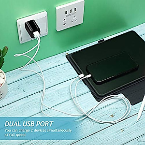 12 Pieces USB Wall Plugs USB Charger Blocks Charging Blocks for Wall Outlet 2.1a Dual Port USB Wall Plug Fast Charging for Most Smartphones and Tablets (Black)