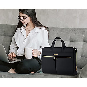 Ferkurn Laptop Bag Case 14 15 15.6 Inch Women Men Computer Bag for Dell Inspiron XPS/HP Pavilion/Surface/Lenovo Thinkpad Ideapad/ASUS Vivobook/Acer Chromebook,Shoulder Briefcase Messenger Case,Black