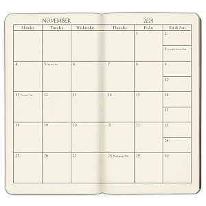 2024 Gallery Leather Pocket Weekly Planner - Acadia Black - 6x3.25"