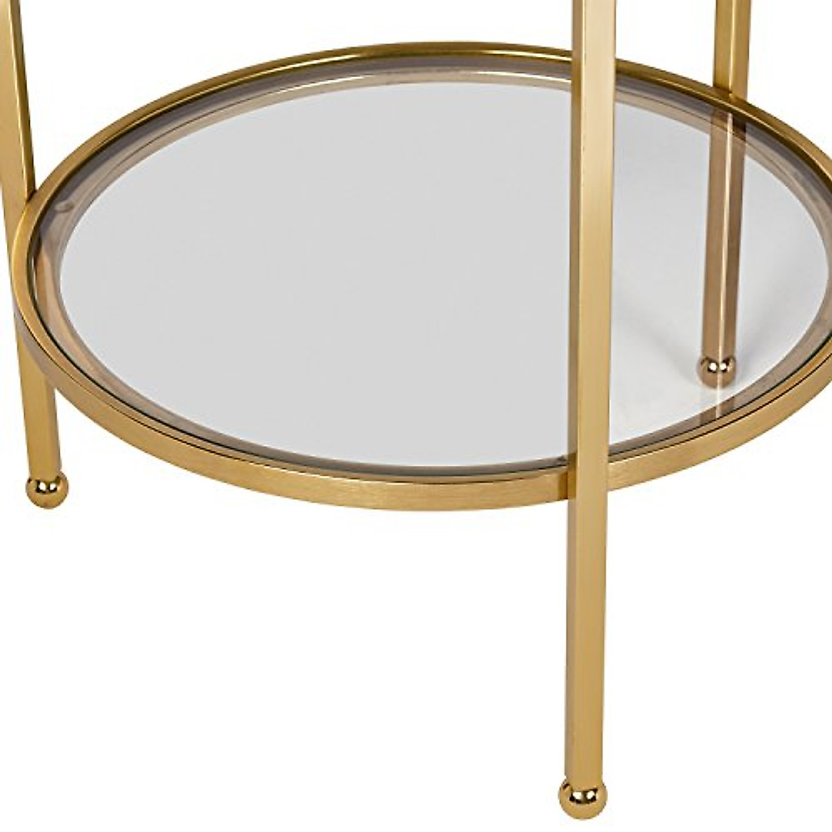 Amazon Brand – Rivet Modern Round Metal Coffee Table, 18.5"H, Gold and Glass
