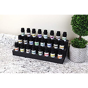 Polar Whale 4 Essential Oil Storage Organizers 3 Tier Display Rack for Home Bathroom Bedroom Office Elegant Modern Durable Black Foam Washable Waterproof Holds 24 Bottles (5ml to 15ml)