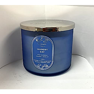 Bath and Body Works, White Barn 3-Wick Candle w/Essential Oils - 14.5 oz - 2021 Fresh Spring Scents! (Laundry Day)