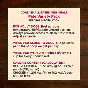 Wellness CORE Natural Grain Free Small Breed Mini Meals Pate Variety Pack, 3-Ounce (Pack of 12)