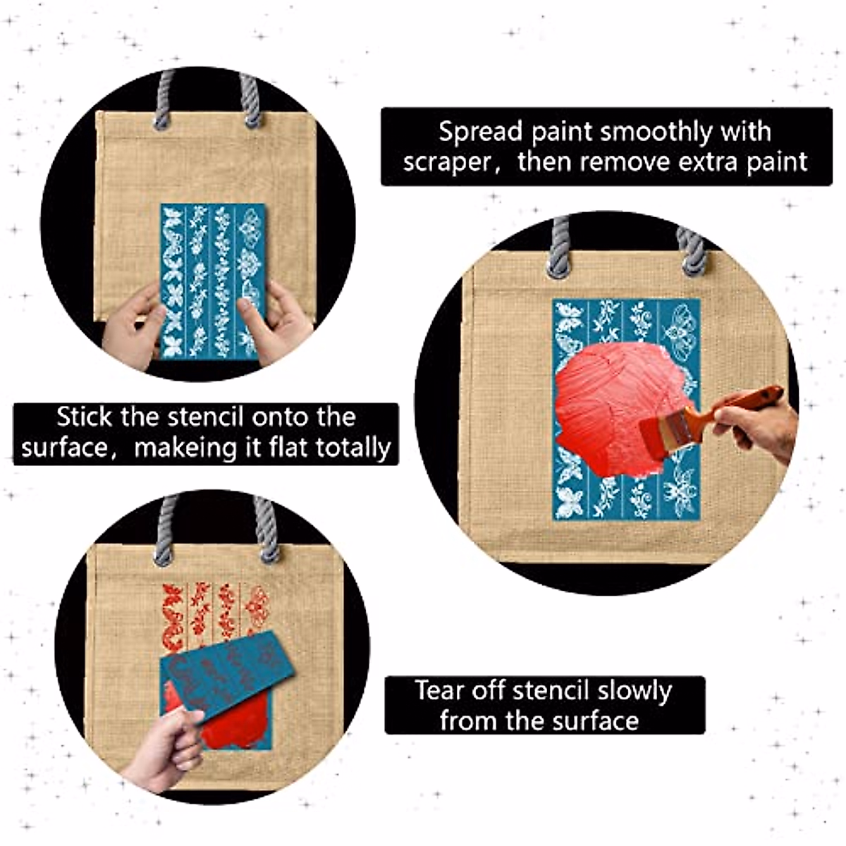 CREATCABIN Silk Screen Stencils for Polymer Clay Reusable Silkscreen Print Kit Self-Adhesive Printing DIY Art for Earring Jewelry Making Wood Fabric Wall T-Shirt Paper 5.9 x 3.9 Inch(Butterfly Flower)