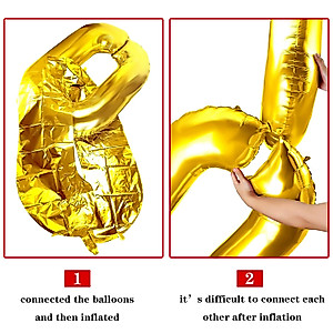 Virtue morals 32 Pcs 16 inch Foil Chain Balloons, Jumbo Chain Balloons for 80s 90s Party Decorations Giant Balloon Chain Balloons Gold