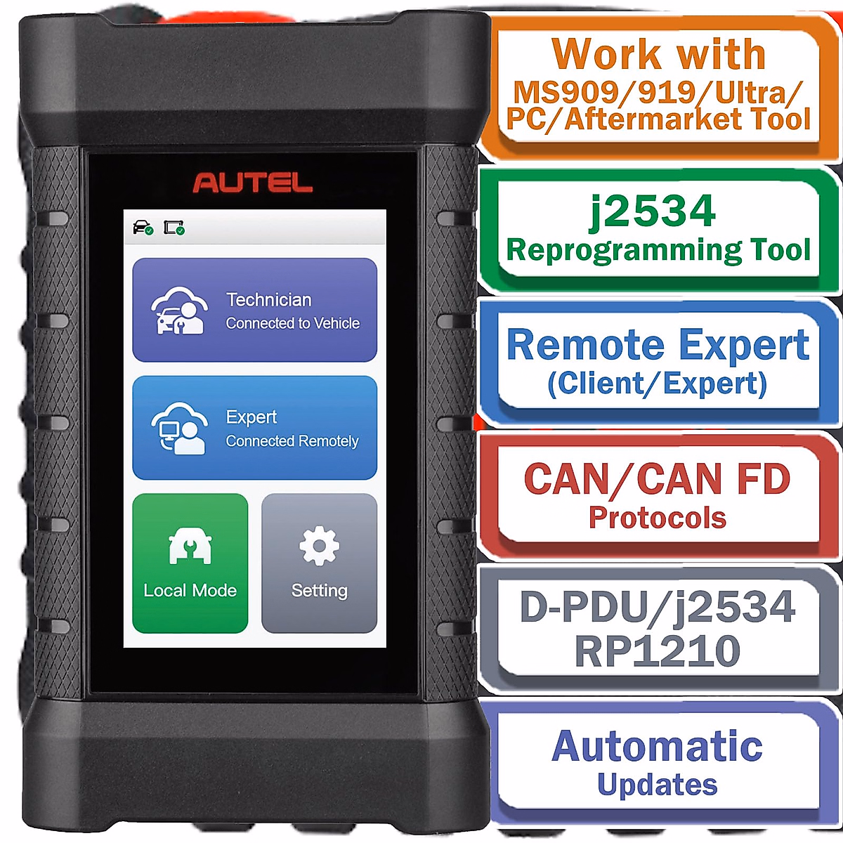 Autel VCI MaxiFlash Xlink J2534 Reprogramming Tool Expert-Driven Remote Diagnostic Tool Supports DoIP/CAN/CAN FD/D-PDU/J2534/RP1210 Work with Autel MaxiSYS Ultra MS919 MS909 PC and Mobile Phone