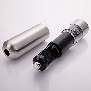 2pcs Stainless Steel Electric Automatic Pepper Mills Salt Grinder Silver,Salt and Pepper Grinder Set,Refillable Stainless Steel Shakers with Adjustable Coarse Mill