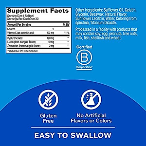 OLLY Ultra Strength Skin Softgels, Hydrate and Firm Skin, Hyaluronic Acid, Zeaxanthin, Lutein, Vitamin C, Skin Supplement, 30 Day Supply - 30 Count (Packaging May Vary)